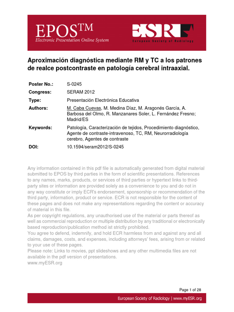 Aproximación diagnóstica mediante RM y TC a los patrones de realce ...