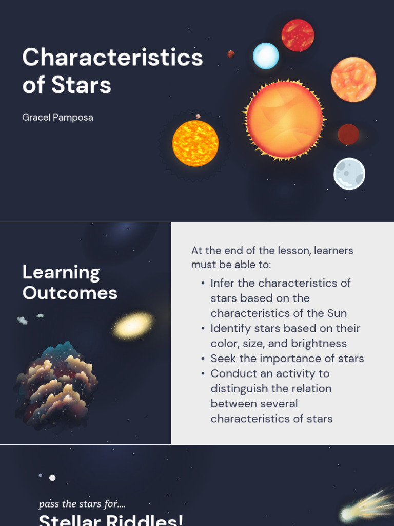 SCIENCE 9 Q3 L3 Characteristics-of-Stars-Presentation | PDF | Stars | Sun