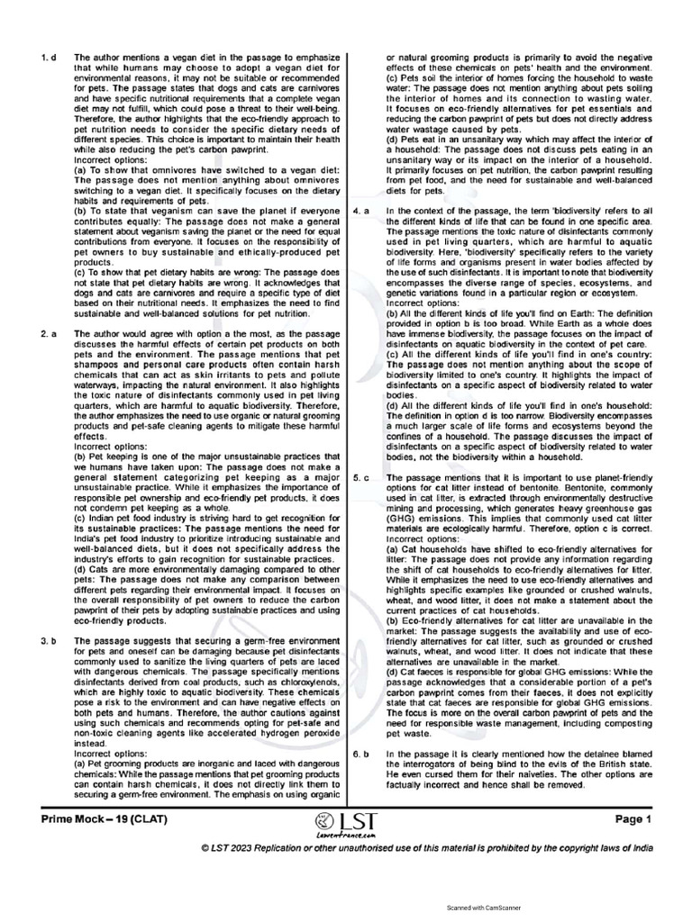 PM 19 Answer Key | PDF