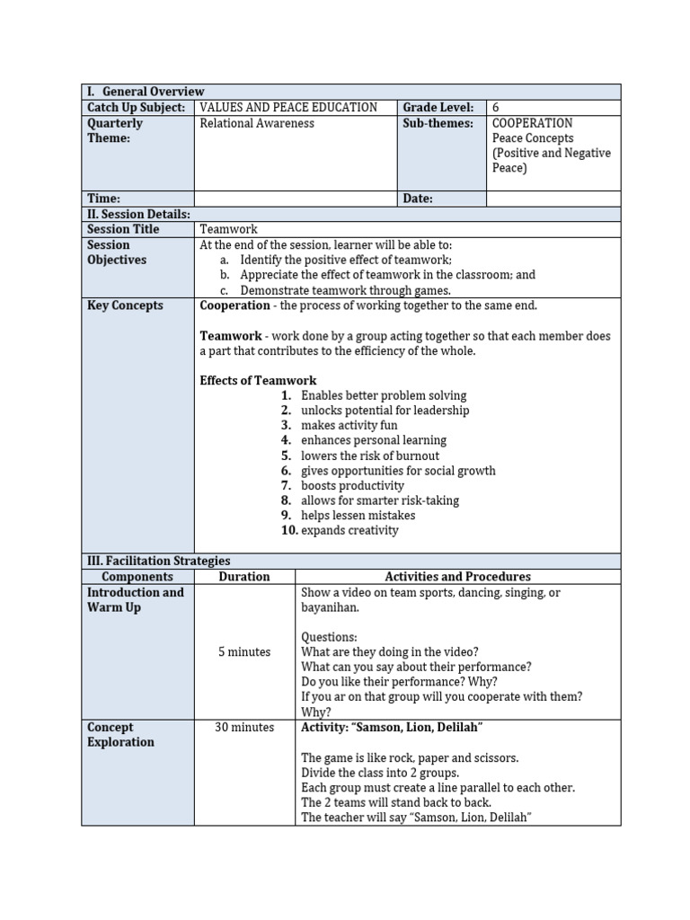 Session Guide COOPERATION | PDF | Learning | Delilah