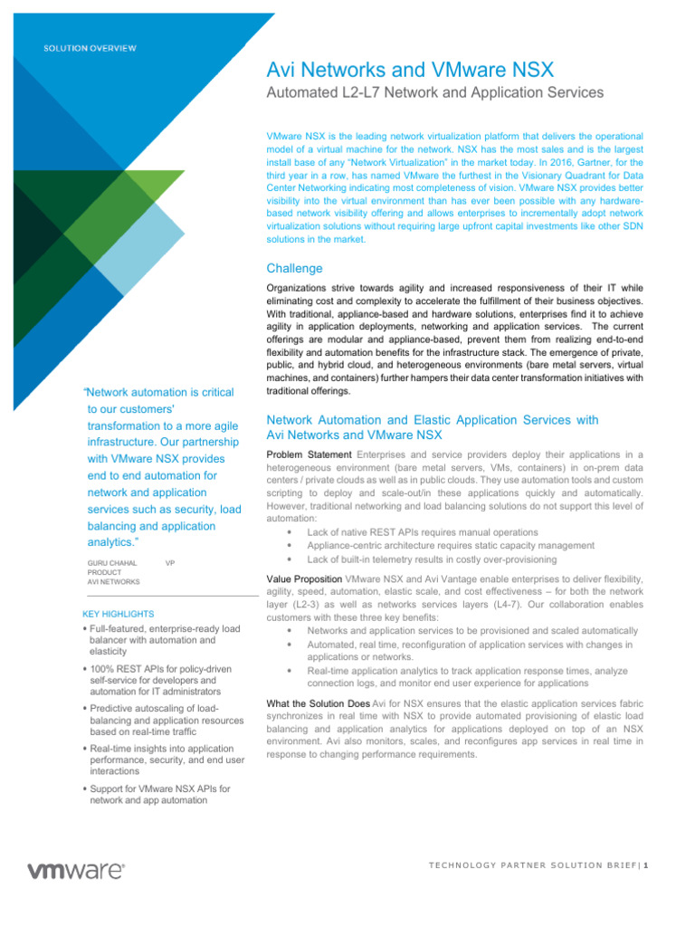 vmware-avi-networks-and-nsx-solution-brief | PDF | Cloud Computing | Automation