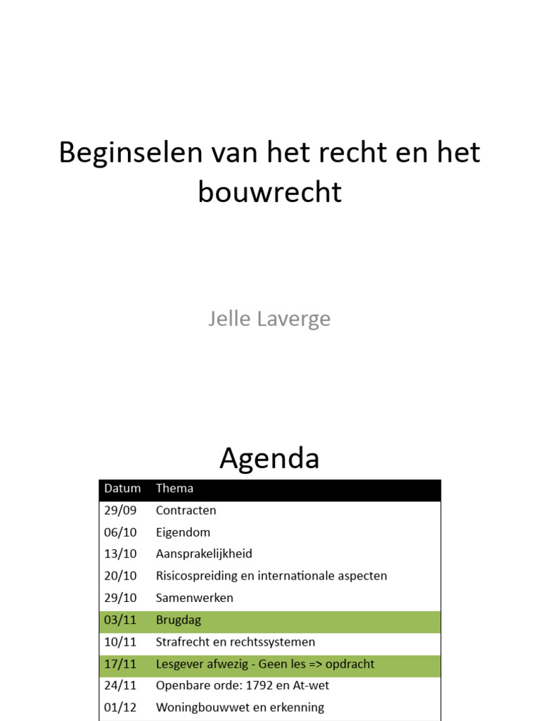 Bouwwetgeving en Bouwadministratie 2023-09-29 Algemene Introductie en Contracten Deel 2 | PDF
