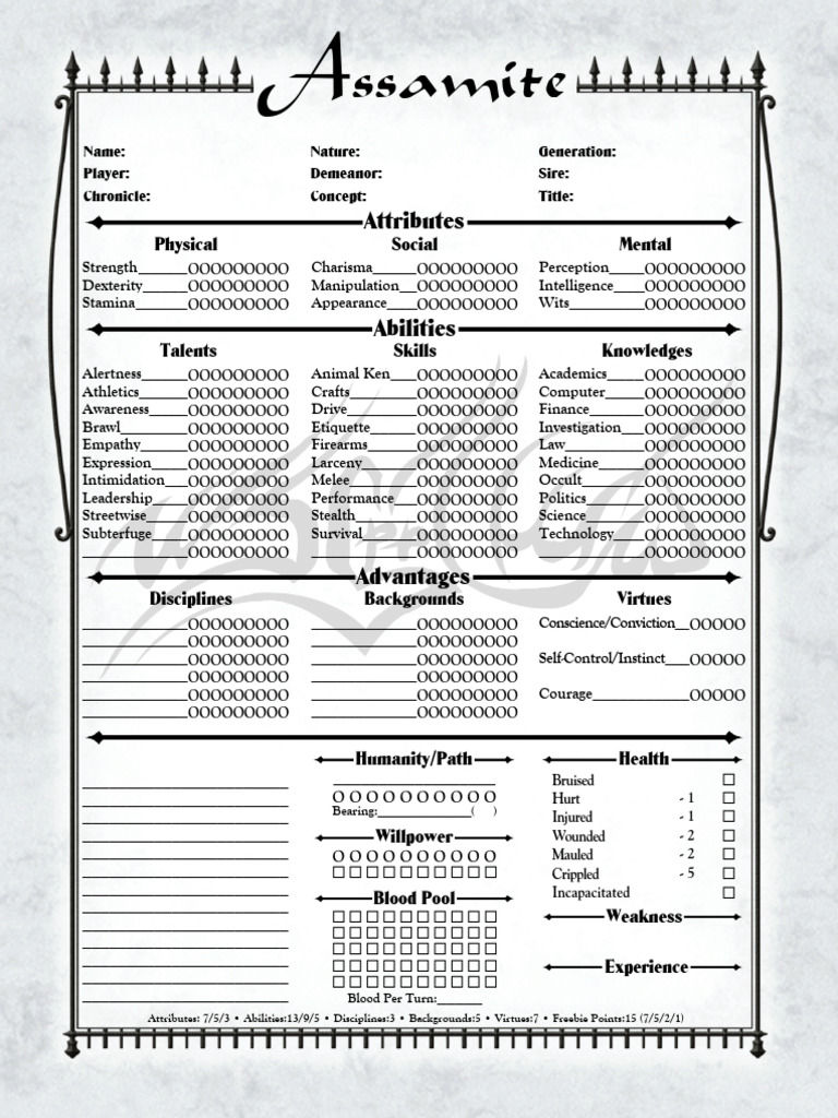 V20 2-Page Elder Assamite Interactive | PDF
