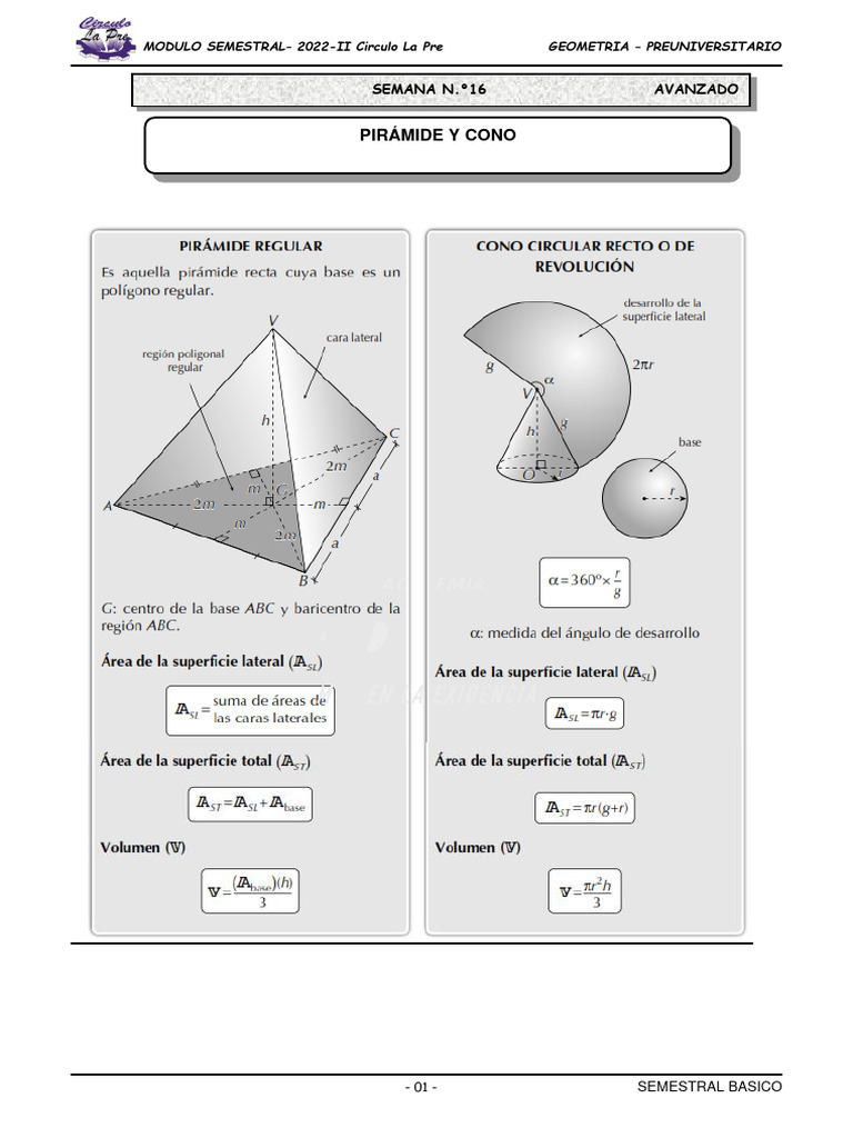 Tema 16 - Pirámide y Cono | PDF
