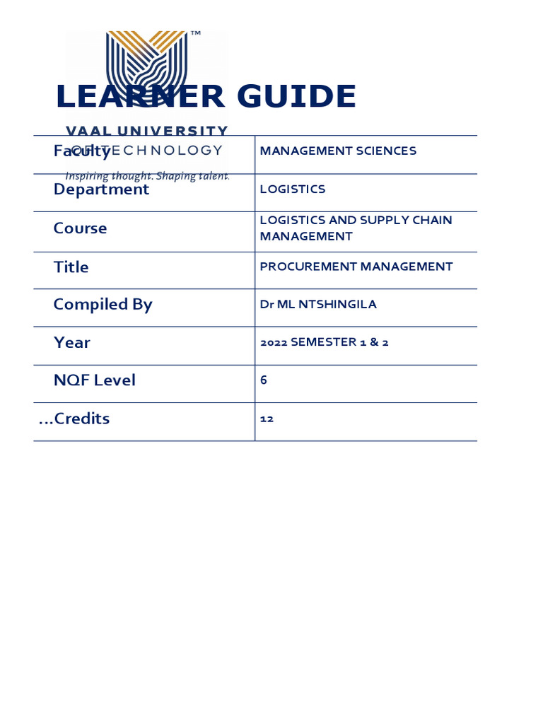 2022 Procurement Management Study Guide | PDF | Supply Chain | Procurement
