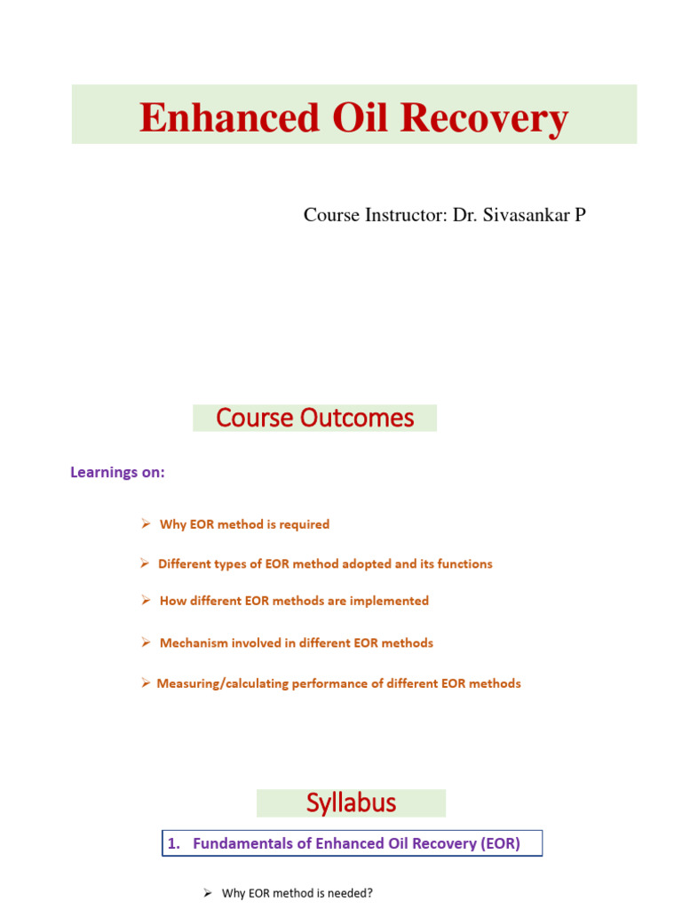 EOR Lectures - 01 | Download Free PDF | Enhanced Oil Recovery | Petroleum Reservoir