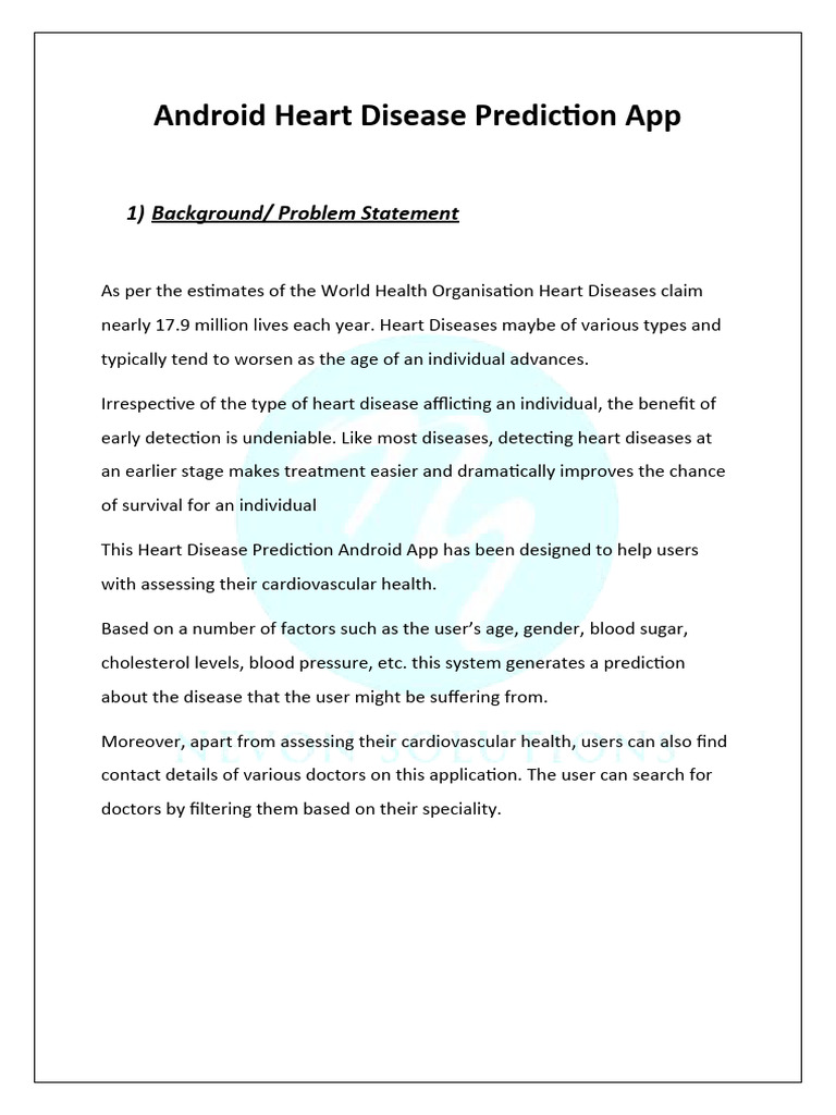 Android Heart Disease Prediction App: 1) Background/ Problem Statement ...
