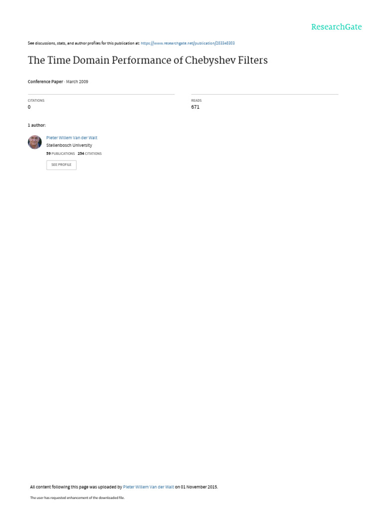 Time Domain Performanceof Chebyshev Filters APMTTS2009 | PDF | Filter ...