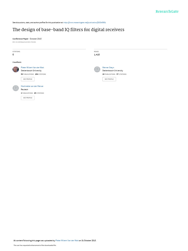 IEEERadarconf15Design of IQ Filters-1 | PDF | Electronic Filter ...