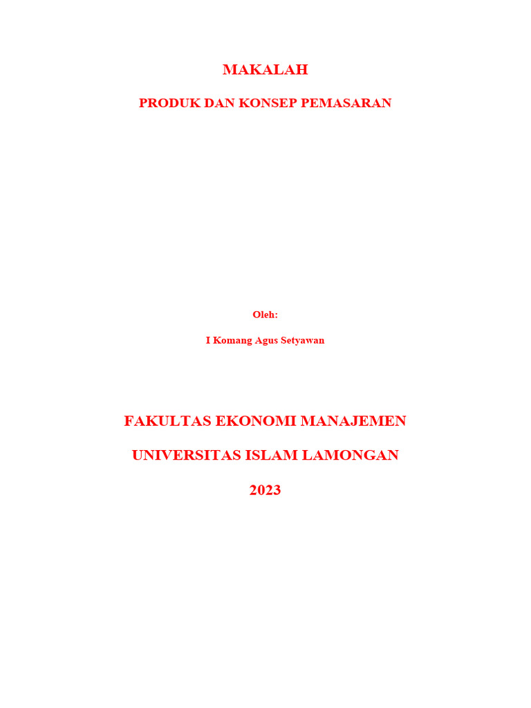 Makalah Produk Dan Konsep Pemasaran | PDF