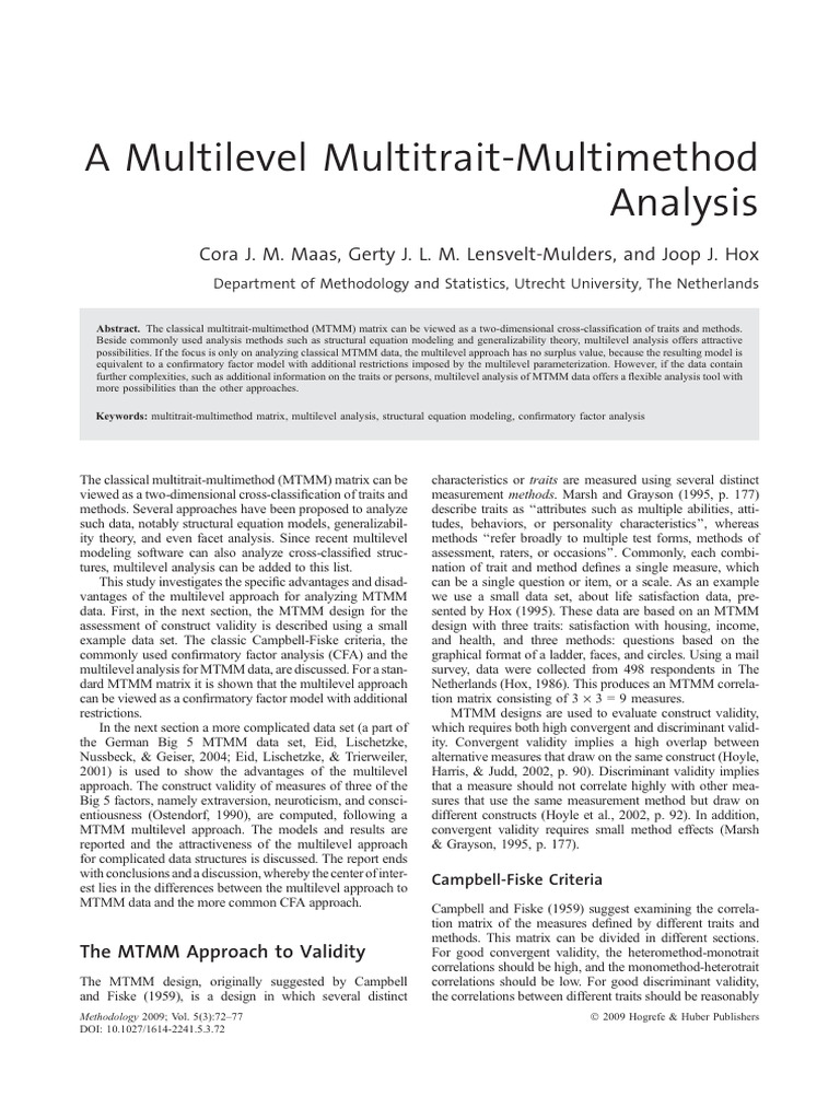 Multitrait Multimethod 2 | Download Free PDF | Multilevel Model ...