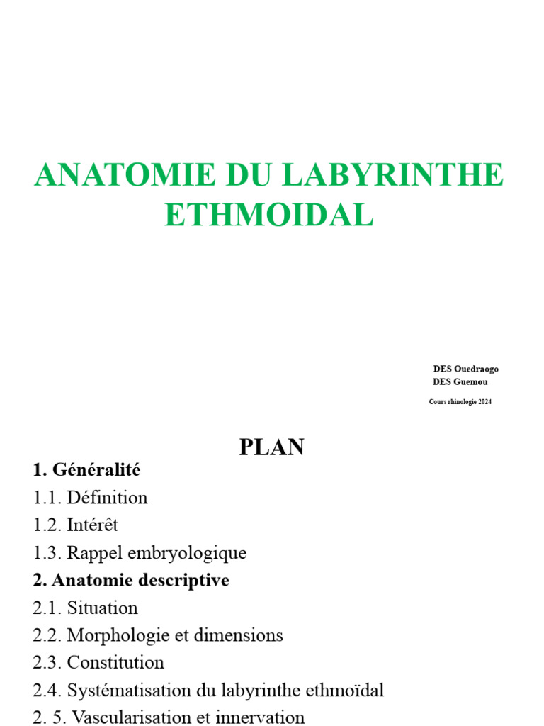 Le Labyrinthe Ethmoidal Final | PDF