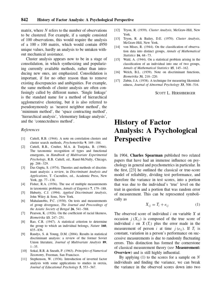 History of Factor Analysis | PDF | Factor Analysis | Variance