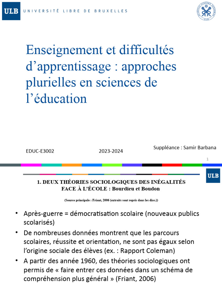Deux Thã©ories Sociologiques Des inÃ©galitÃ©s Face Ã Lã©cole - Bourdieu ...
