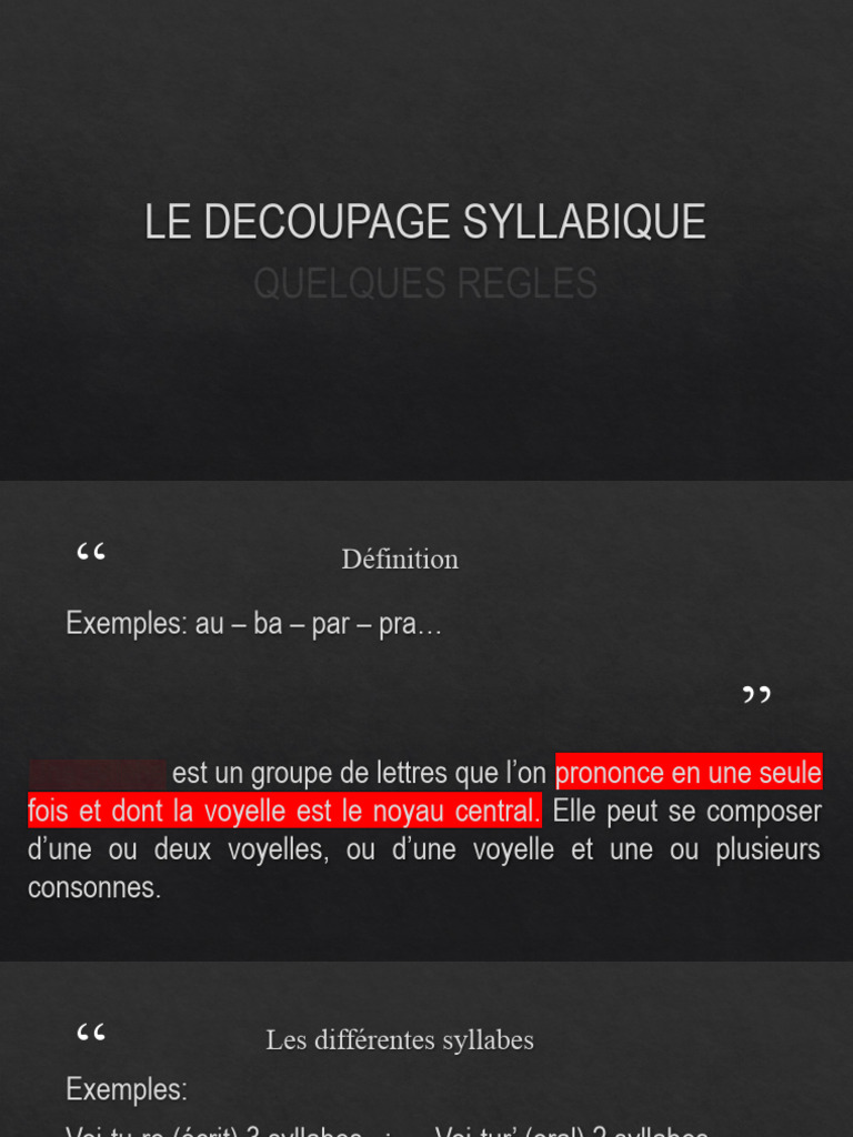 Découpage syllabique en français | PDF | Syllabe | Voix humaine