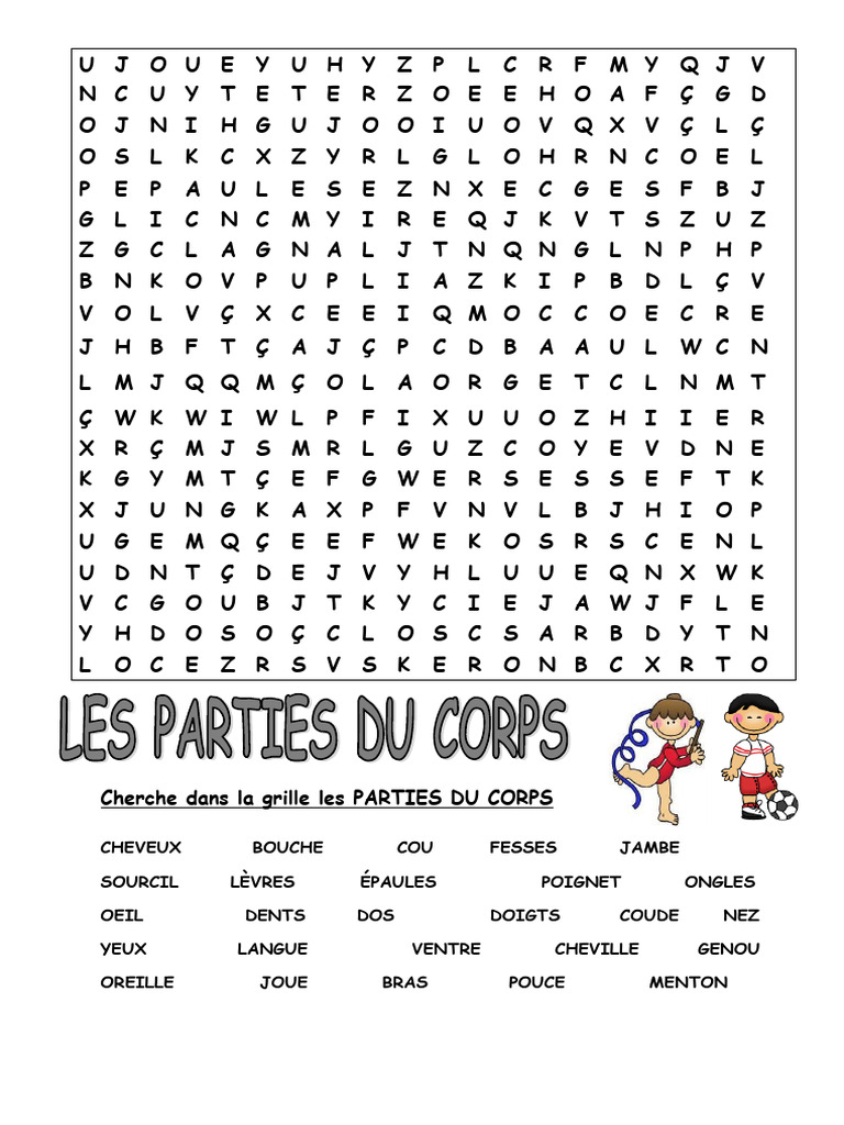 Mots Mêlés : Parties du Corps Adulte | PDF