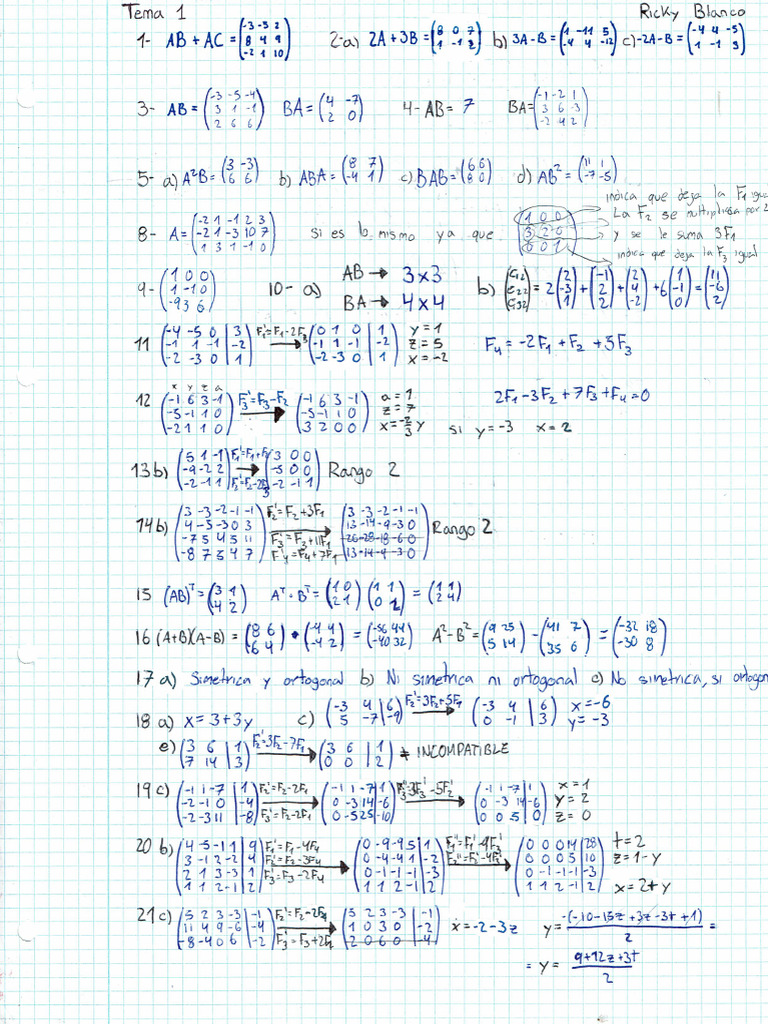 Algebra Q2 Ejercicios T1 | PDF