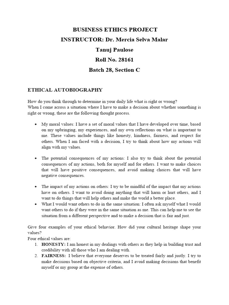 Business Ethics Project | Download Free PDF | Psychological Concepts