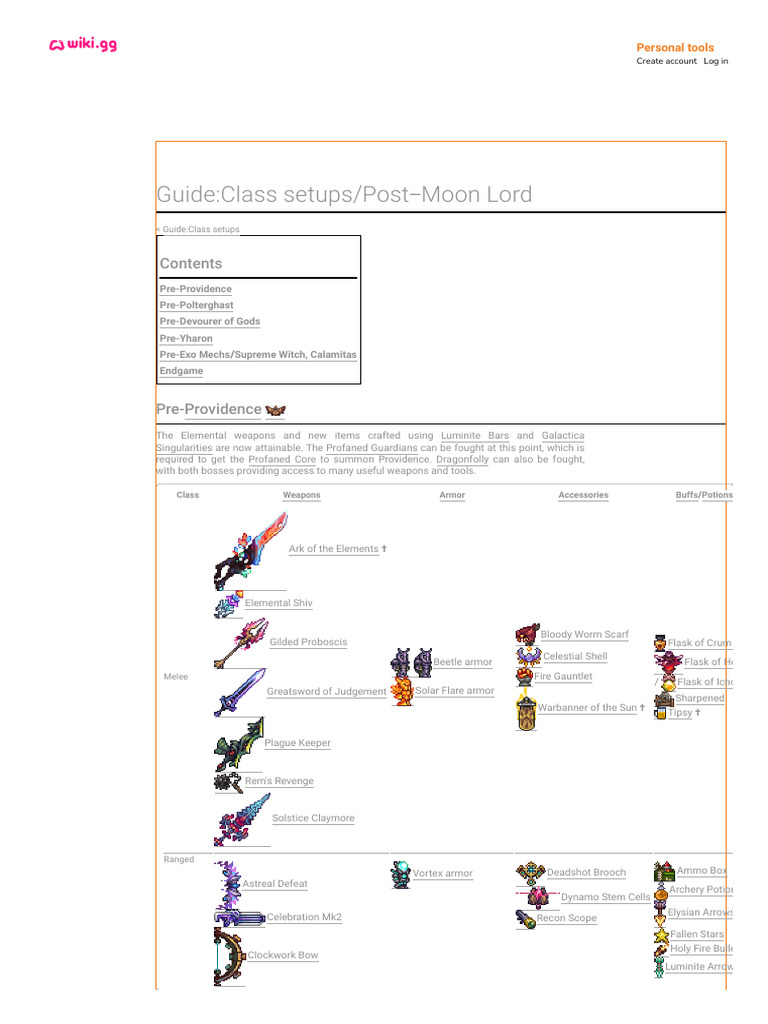 Guide - Class Setups - Post-Moon Lord - Official Calamity Mod Wiki | PDF