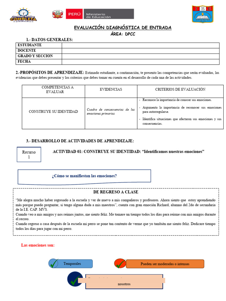 Evaluacion Diagnóstica Dpcc Pdf 8399
