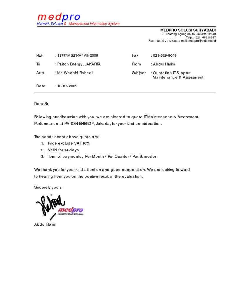 Proposal Maintenance MedPro | PDF
