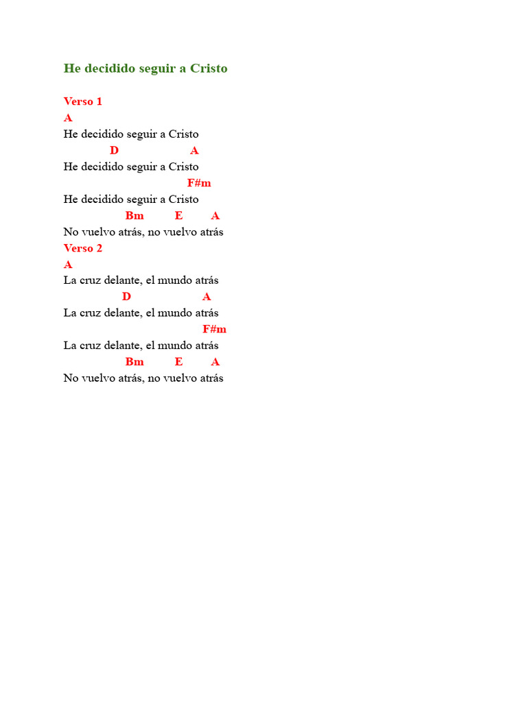 Himno "He decidido seguir a Cristo" | PDF