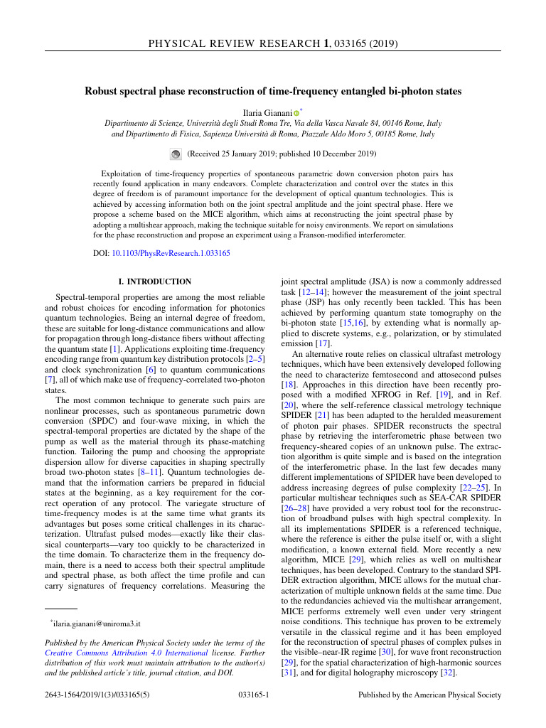 Robust Spectral Phase Reconstruction of Time-Frequency Entangled Bi ...