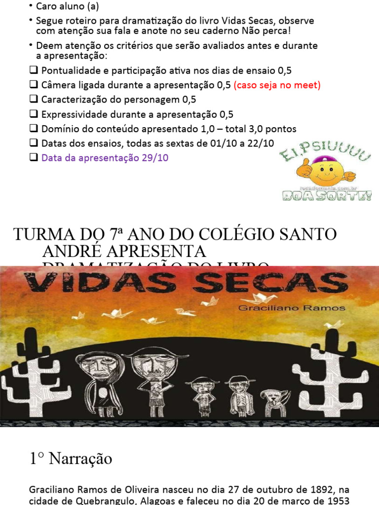Roteiro de Dramatização: Vidas Secas | PDF | Cães