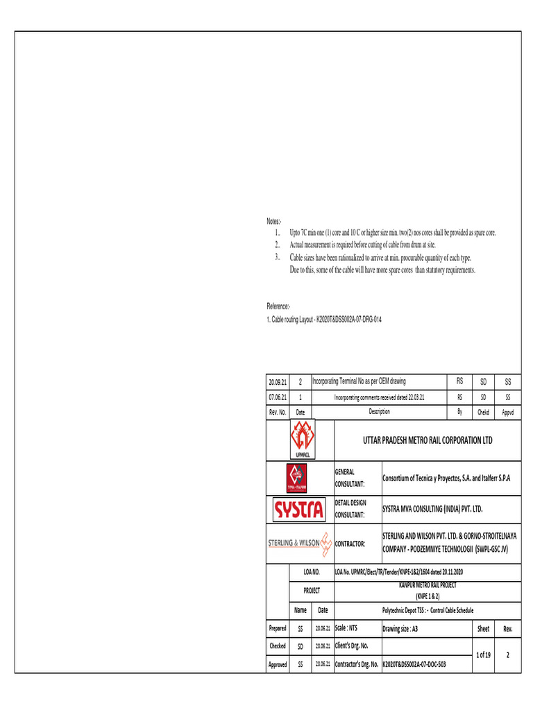 02 - K2020T&DSS002A-07-DOC-503 - POL - Control Cable Schedule - R2 - 20 ...