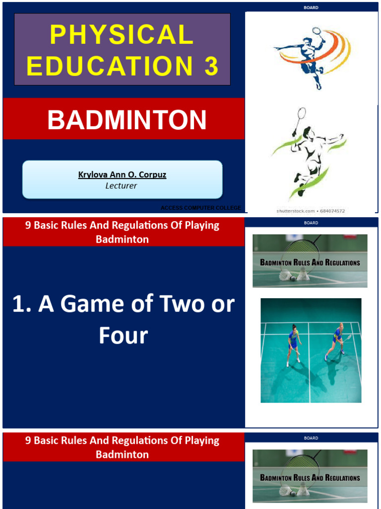 LESSON 1 BADMINTON 2nd | PDF | Athletic Sports | Sports