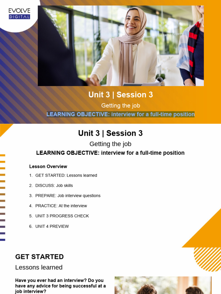 Unit 3 - Session 3: Getting The Job | PDF | Job Interview | Interview
