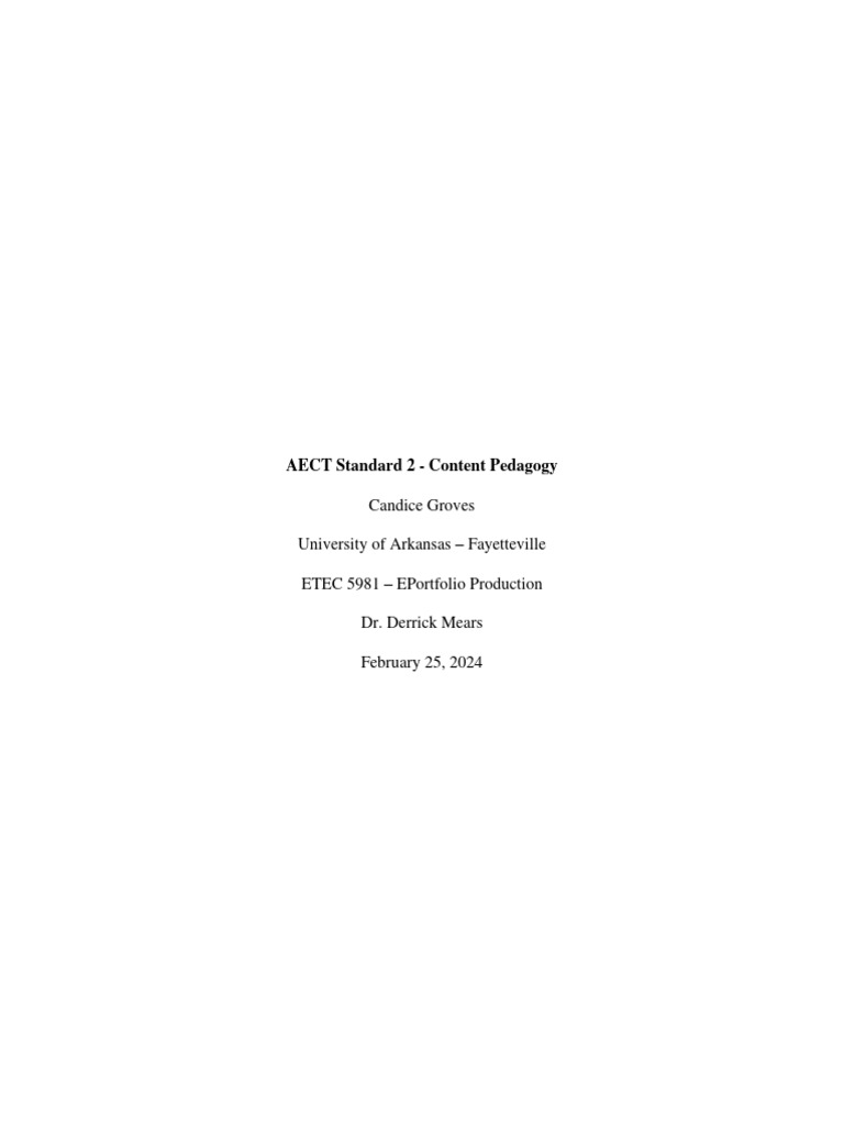 Aect Standard 2 - Pedagogy - Candice Groves | PDF | Educational ...