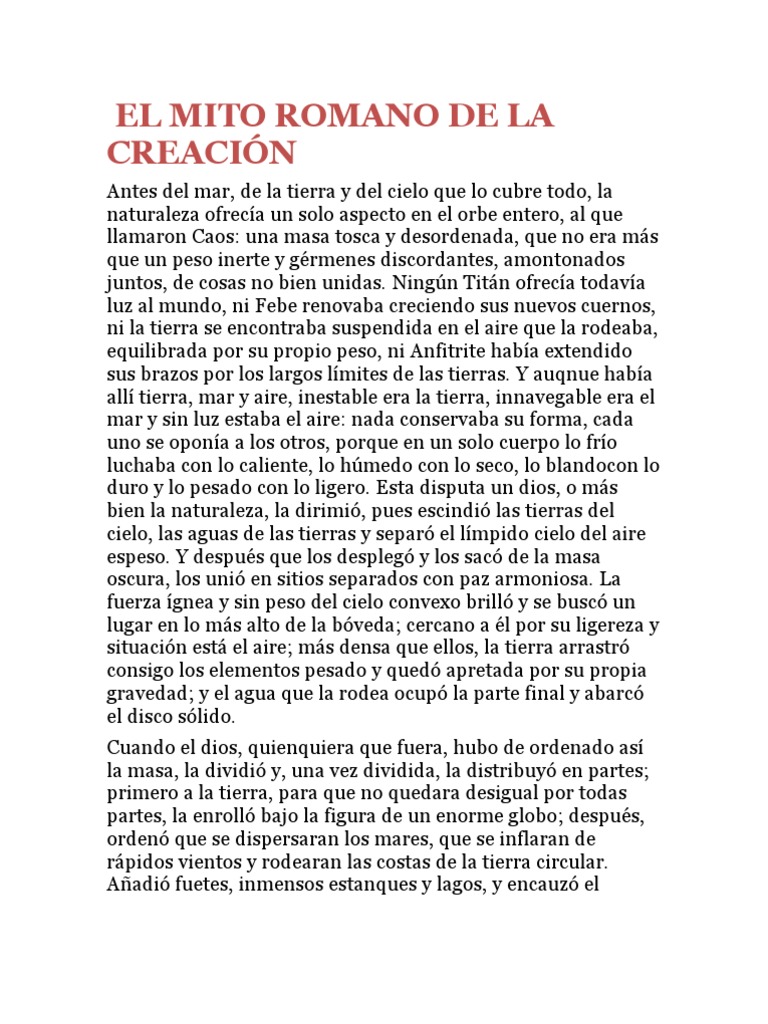 El Mito Romano de La Creación | PDF | Relámpago | Tierra