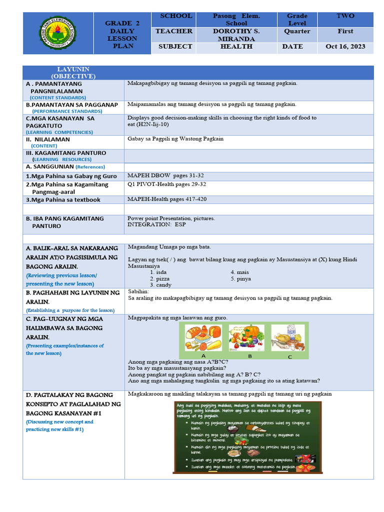 COT-2-DLL-Health-QUARTER 1 | PDF