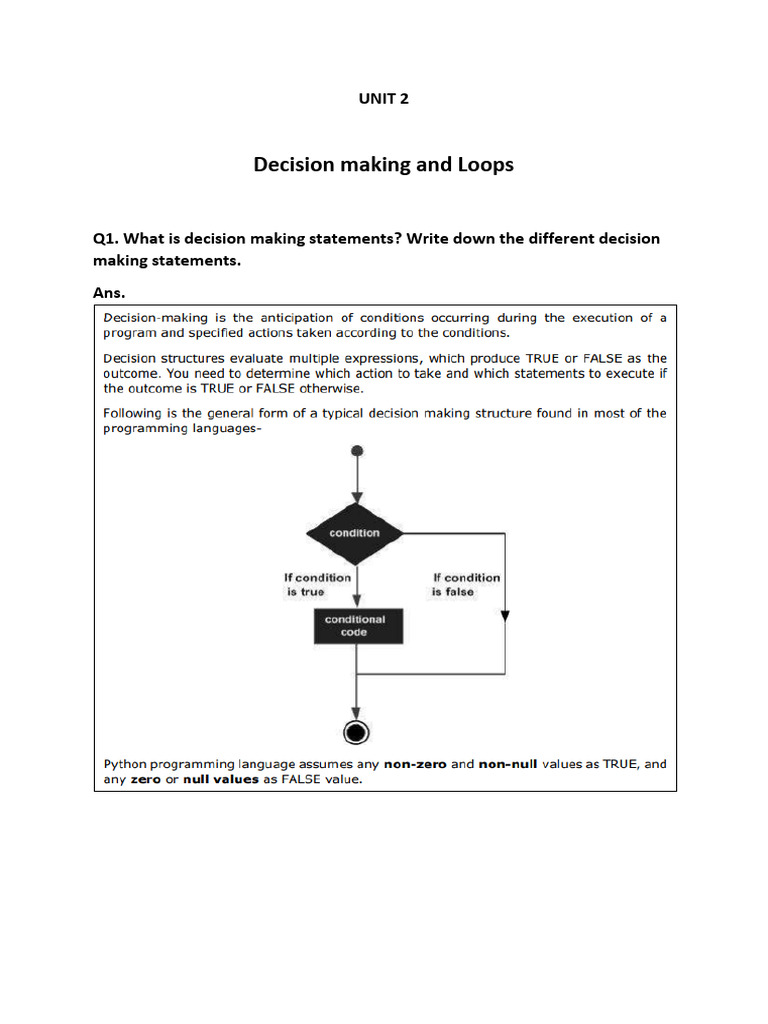 Unit 2 Pdf Control Flow Python Programming Language