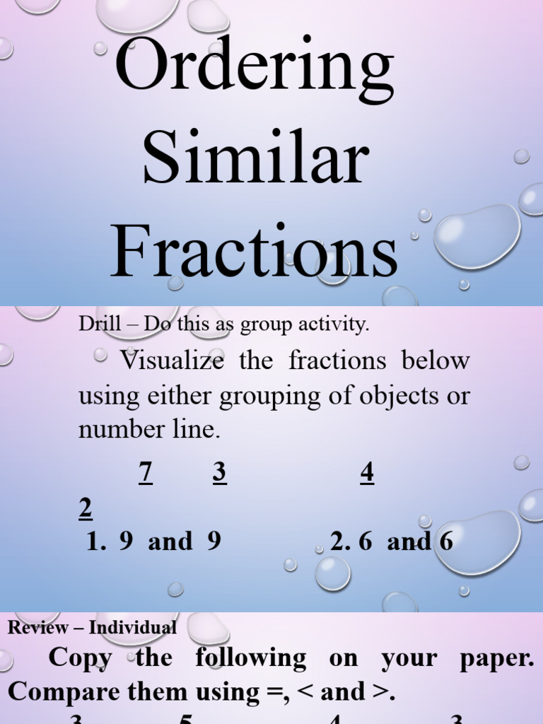 Ordering Similar Fractions for Grade 2 | PDF | Algebra | Encodings