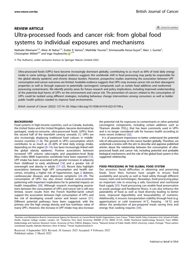 Ultra-Processed Foods and Cancer Risk: From Global Food Systems To ...