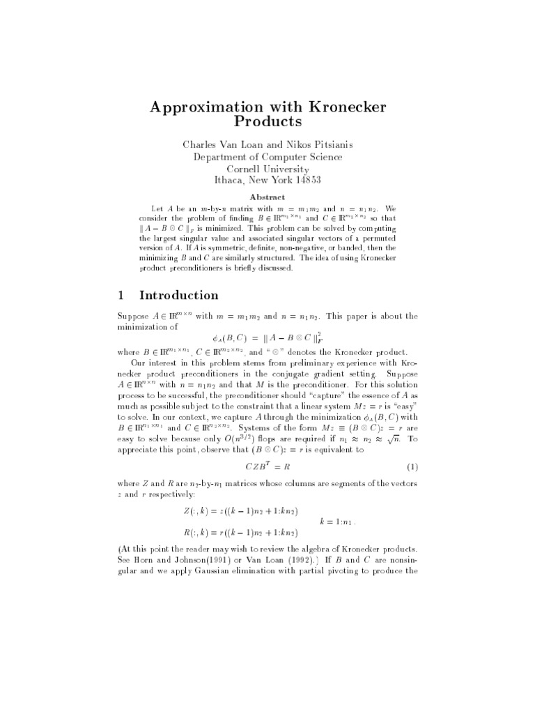 Approximation With Kronecker Products | PDF