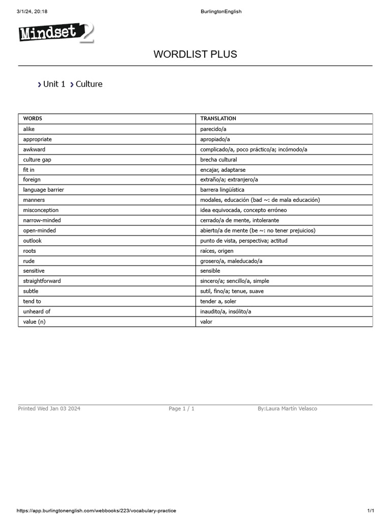 Culture Unit 1 | PDF | Estudios de idiomas extranjeros