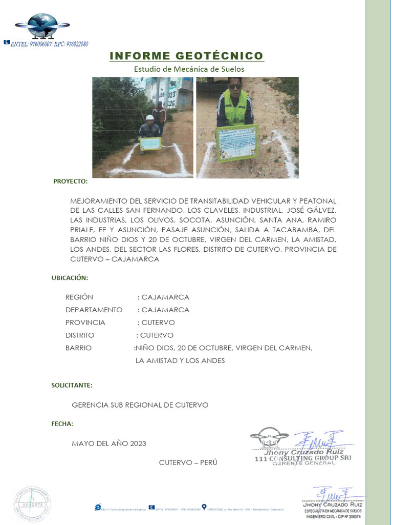 Informe Ems Cutervo Calles | PDF | Clima | Ciencias de la Tierra