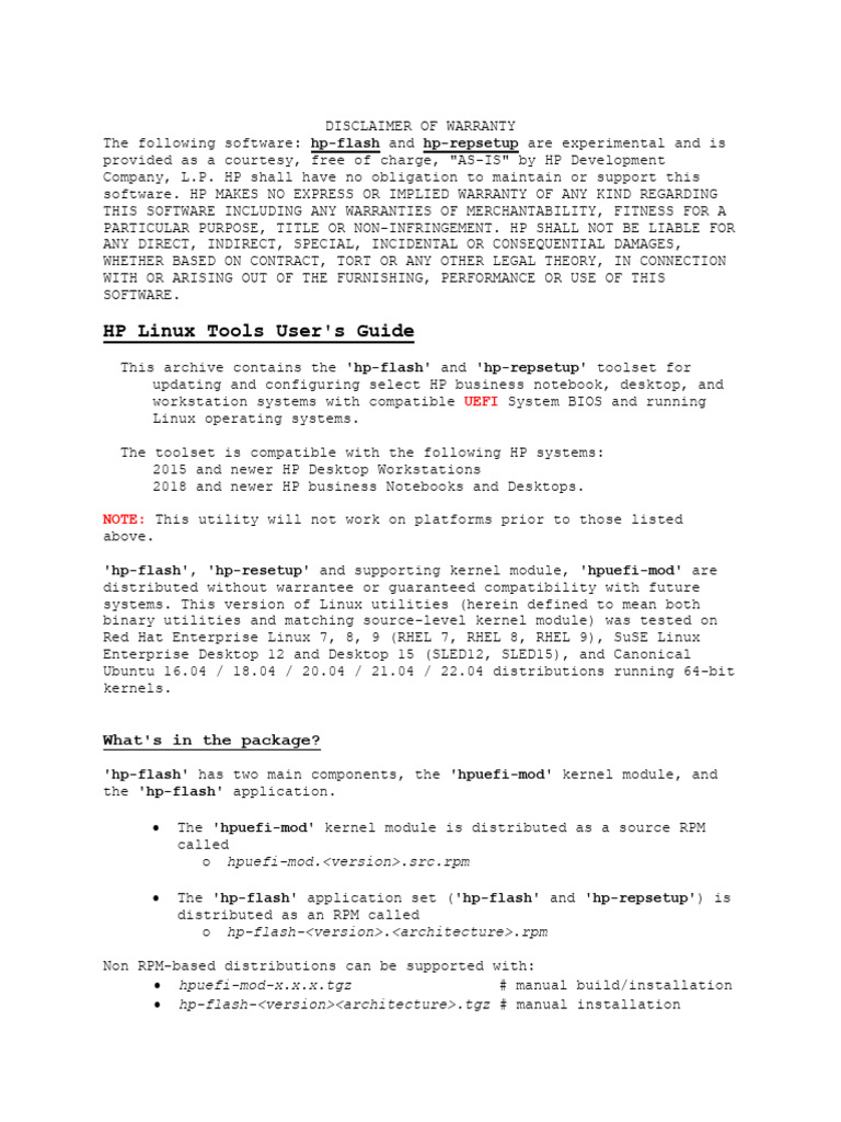 HP Linux Tools Users Guide | PDF