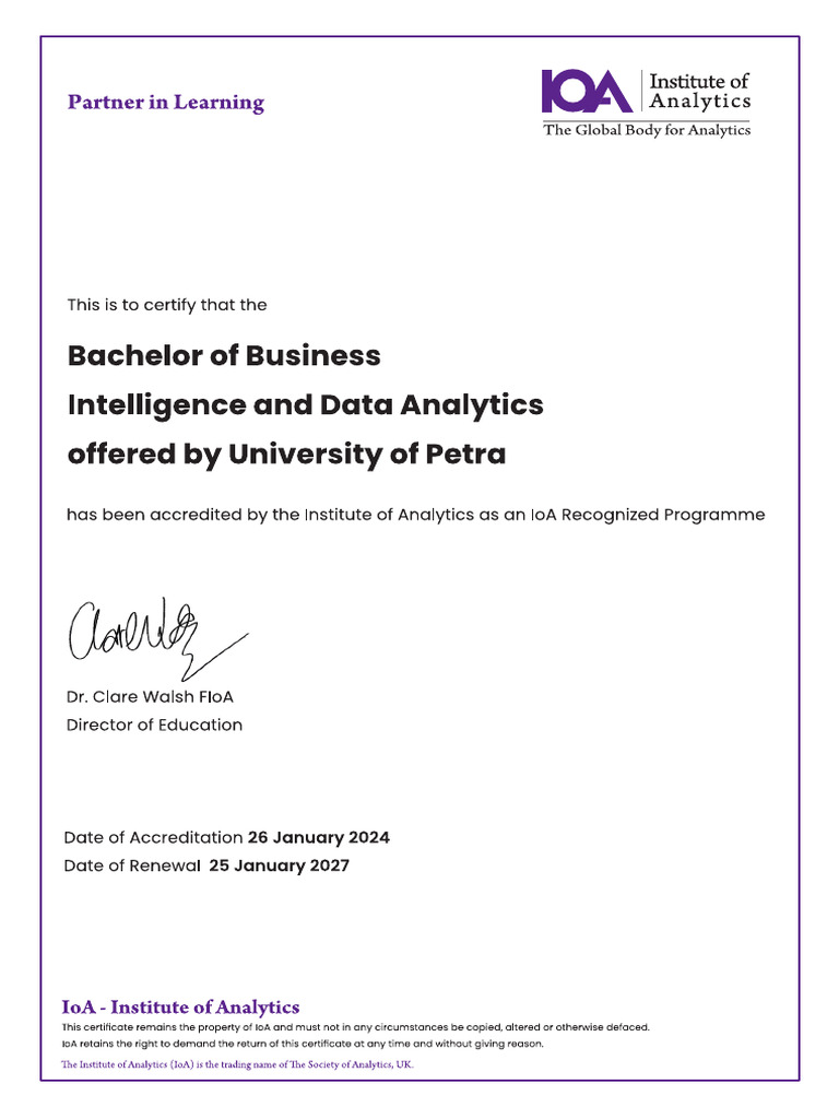 IoA Accreditation Certificate | PDF