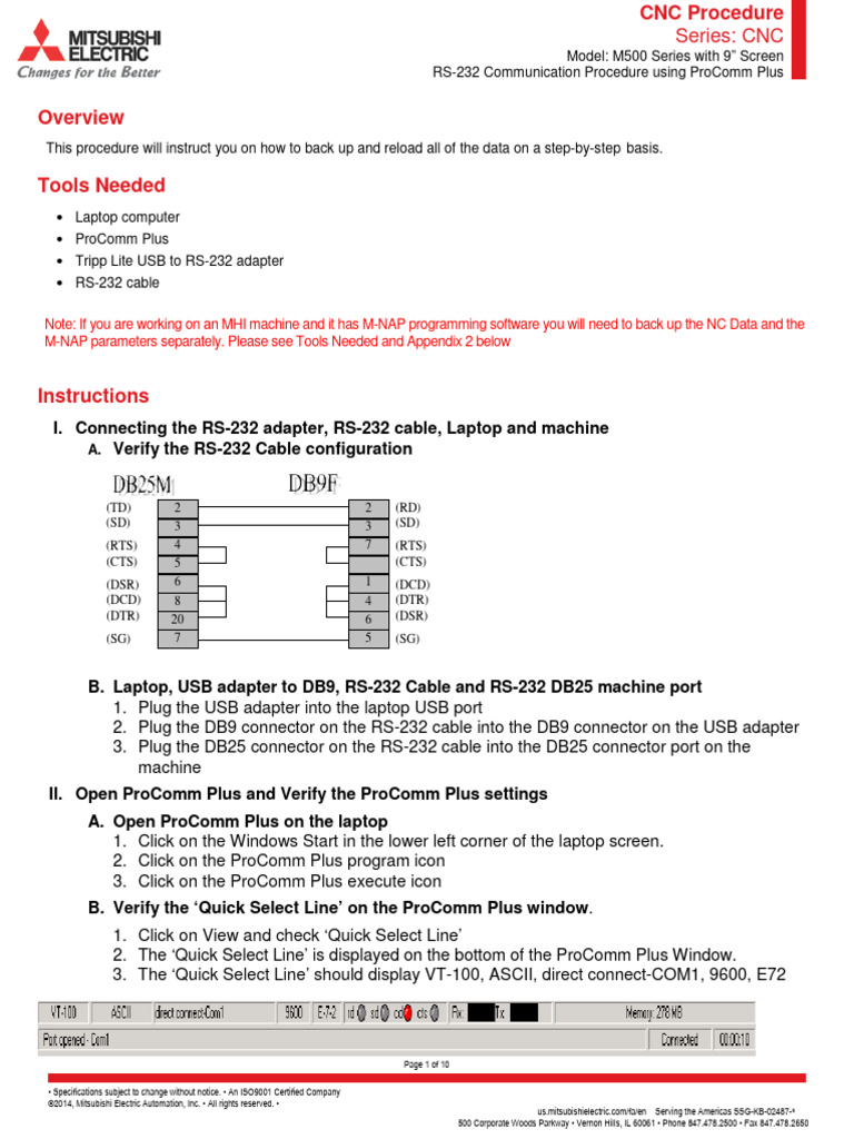 M500 With 9 Inch CRT RS-232 Communication Using Procomm Procedure | PDF