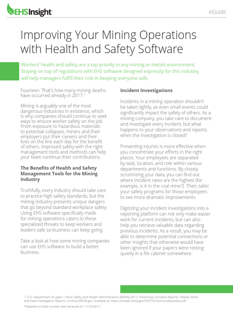 Improving Your Mining Operations With Health and Safety Software | PDF ...