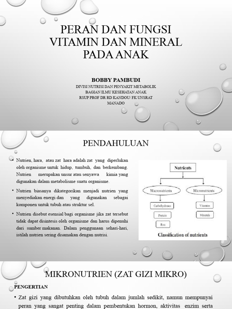 Peran Dan Fungsi Vitamin Dan Mineral Pada Anak: Bobby Pambudi | PDF ...