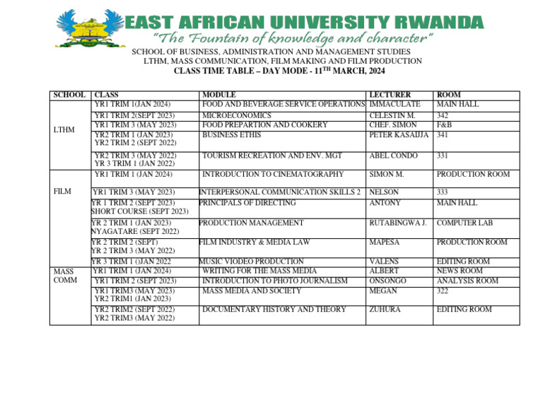 Class Timetable - Day PDF | PDF