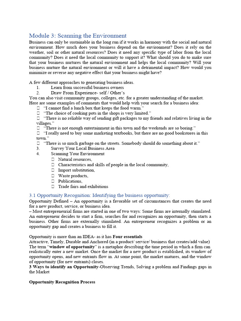 Module-3-Scanning The Environment | PDF | Feasibility Study | Financial Capital