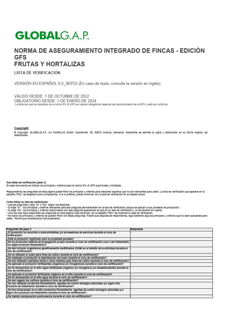 IFA GFS Checklist FV v6 0 Sep22 Protected Es | PDF