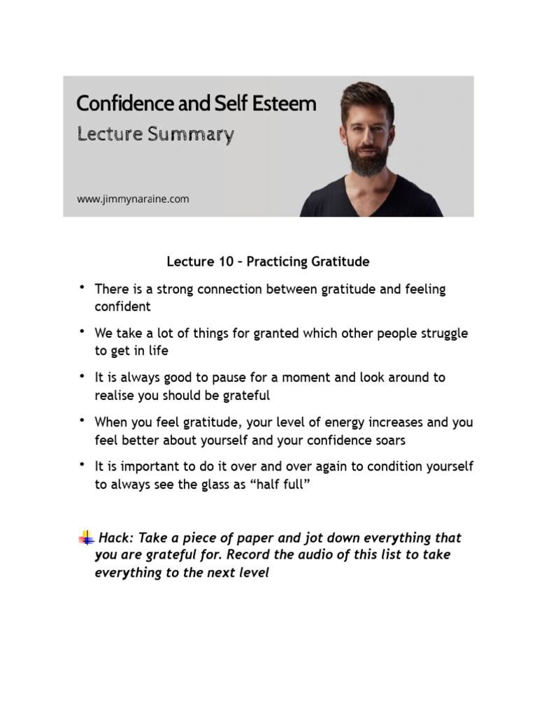 Lecture 10 - Practicing Gratitude | PDF | Self-Improvement | Lifestyle