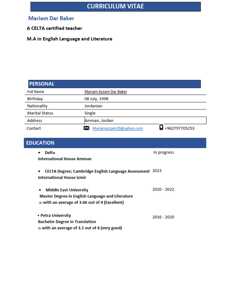 Curriculum Vitae Mariam Baker (2) (2) | PDF